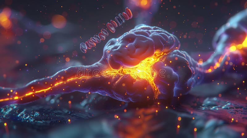 Neurotransmitter Pathways and Brain Communication Flow Stock Image ...