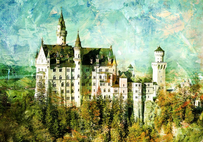 Neuschwanstein Castle Stock Illustrations – 445 Neuschwanstein Castle ...