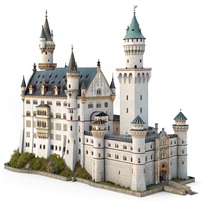 Neuschwanstein Castle 3D Model Isolated on Transparent Background Stock ...