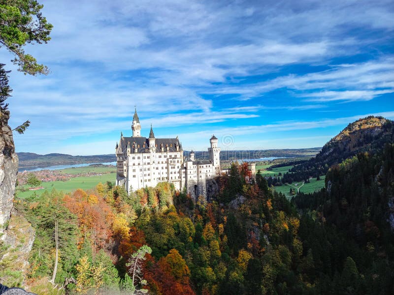 Beautiful Panoramic View of the Neuschwanstein Castle Editorial Stock ...