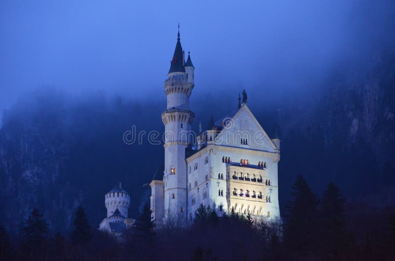 Neuschwanstein Castle at Night Editorial Stock Photo - Image of king ...