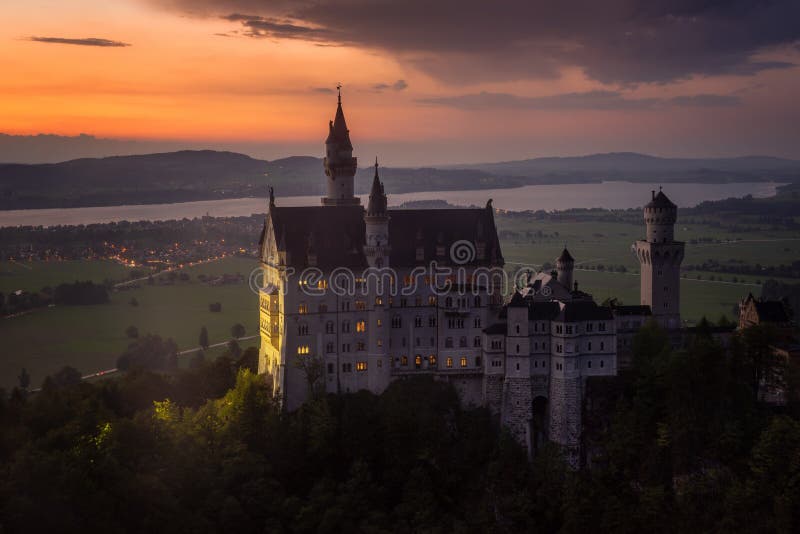 Neuschwanstein Castle Sunset Editorial Image - Image of horizontal ...