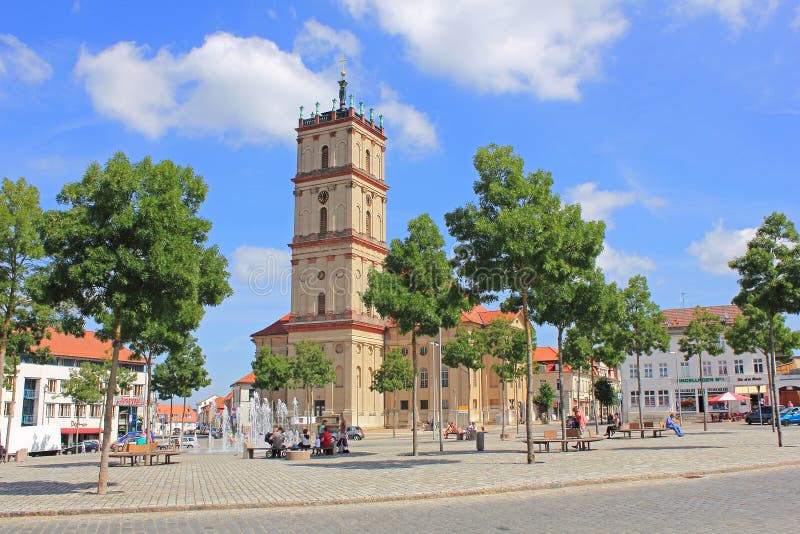 Neustrelitz Town Hall Illuminated at Night on the Market Place in the ...