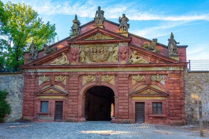 Neutor Gate in German Town Wurzburg Stock Image - Image of landscape ...