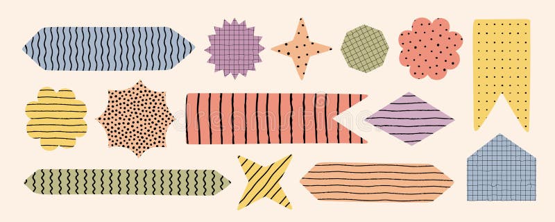 Neutral Abstract Note, Shape, Sticker, and Bookmark Collection with ...