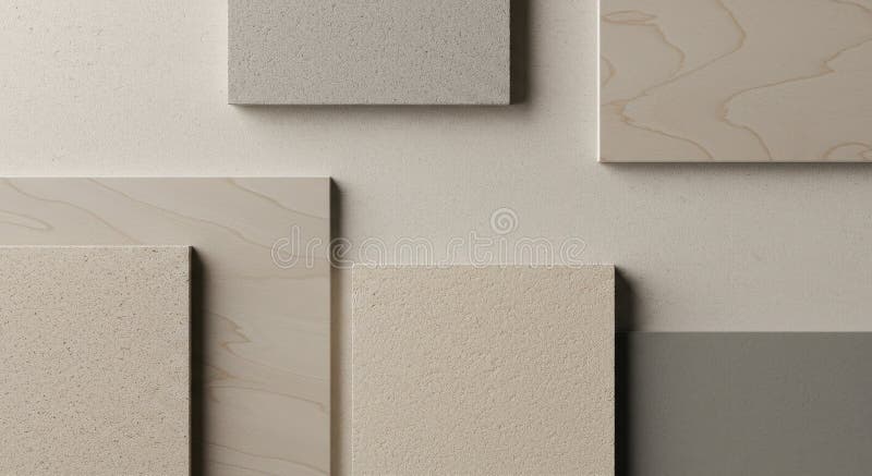 Neutral Beige and Gray Textured Material Samples Stock Illustration ...