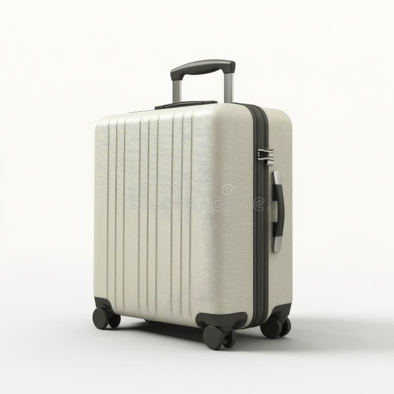 Neutral Beige Hard-shell Suitcase with Black Accents, Telescoping ...