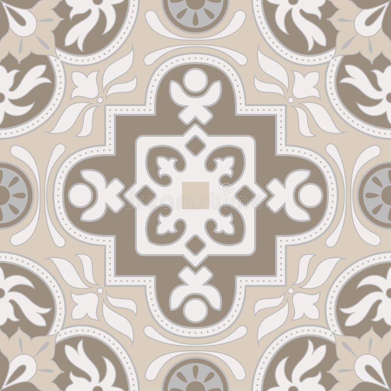 Neutral Beige Spanish Tile - Vector Ornamental Illustration Stock ...
