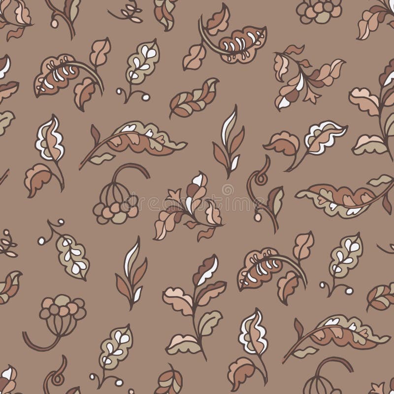 Neutral Botanical Leaf Pattern Vector Stock Illustration - Illustration ...