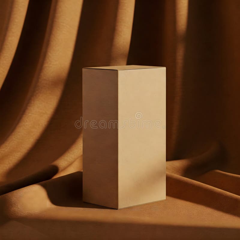 Neutral Cardboard Box on Draped Fabric with Soft Light and Shadows ...
