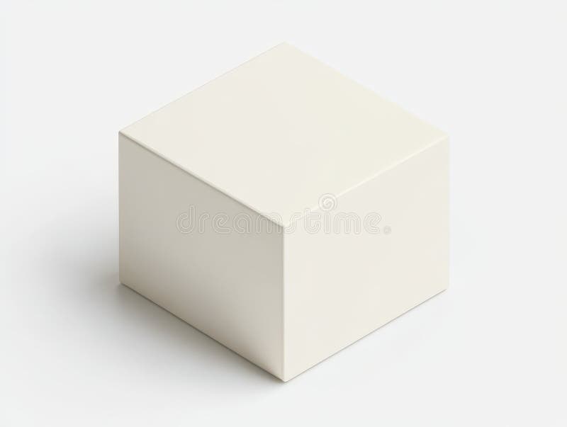 Neutral Colored Cube in Isometric View on White Background with Soft ...