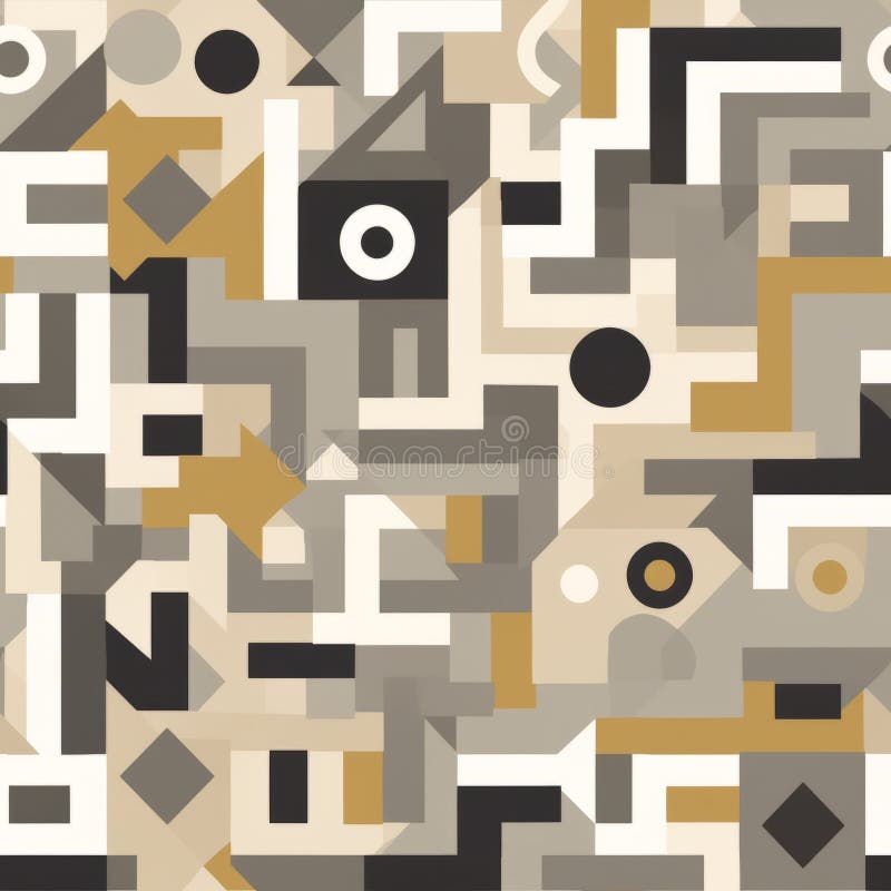Neutral Colored Geometric Shapes Seamless Pattern Design Stock ...