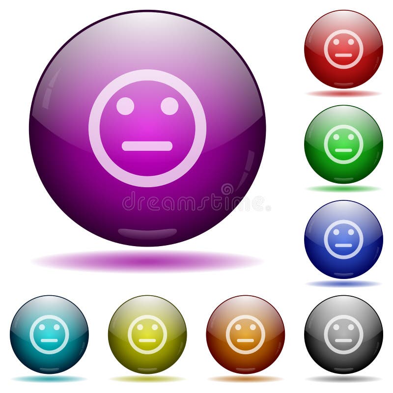 Neutral Emoticon Glass Sphere Buttons Stock Vector - Illustration of ...