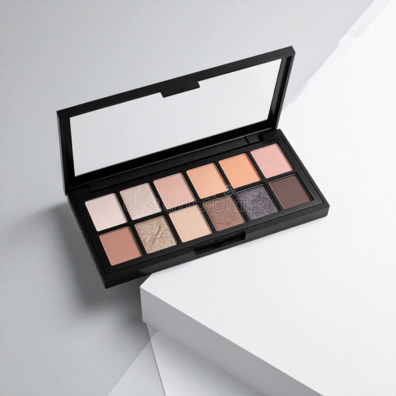 Neutral Eyeshadow Palette on White Geometric Display Stock Illustration ...