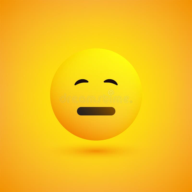 Neutral Face - Emoticon in Front of a Yellow Background, Vector Design ...