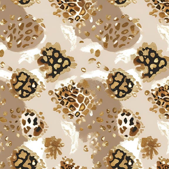 Luxury Neutral + Gold Core Leopard Print Illustration Stock ...
