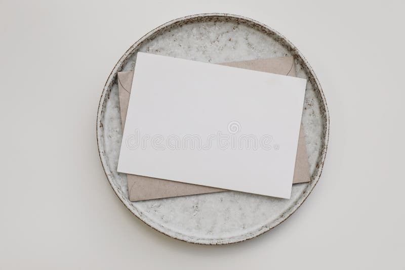Neutral Stationery Still Life Scene. Blank Greeting Card, Invitation ...