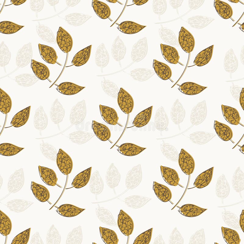 Neutral Leaf Vector Seamless Background Pattern. Autumn Background with ...