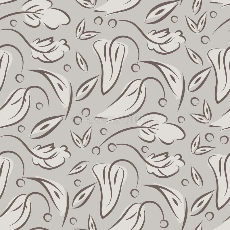 Neutral Leaf Vector Seamless Background Pattern. Botanical Background ...