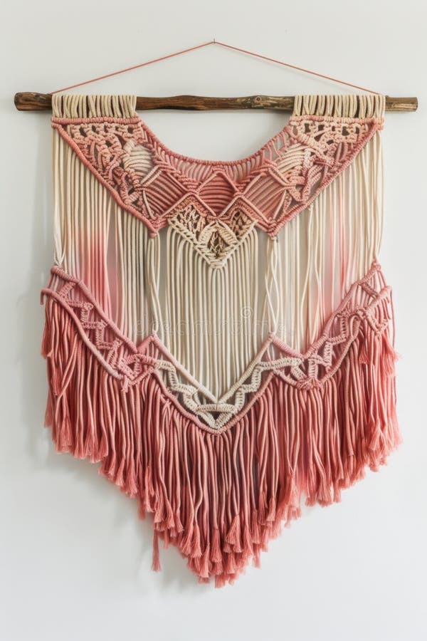 Neutral Macrame Wall Hanging with Intricate Weaving Patterns Stock ...