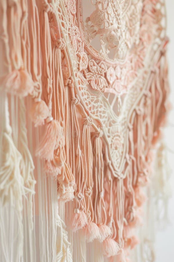 Neutral Macrame Wall Hanging with Intricate Weaving Patterns Stock ...