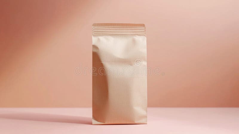 Neutral Metallic Packaging Pouch Mockup on Soft Pink Background with ...