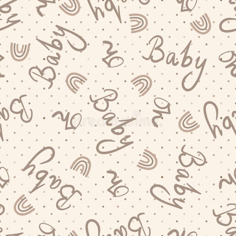 Neutral Oh Baby Text and Rainbow Vector Seamless Pattern Background ...