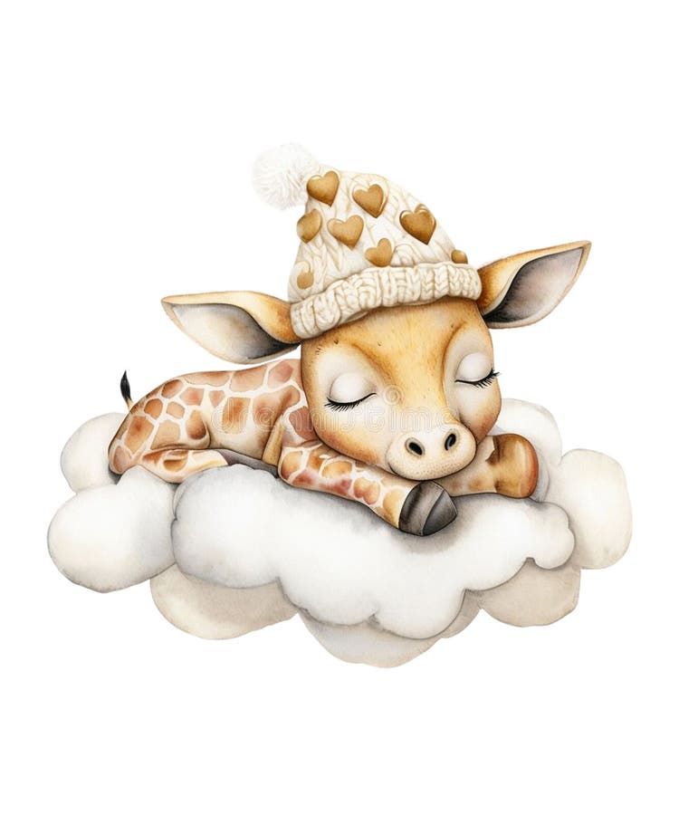Neutral Sleeping Cute Giraffe Stock Illustration - Illustration of ...