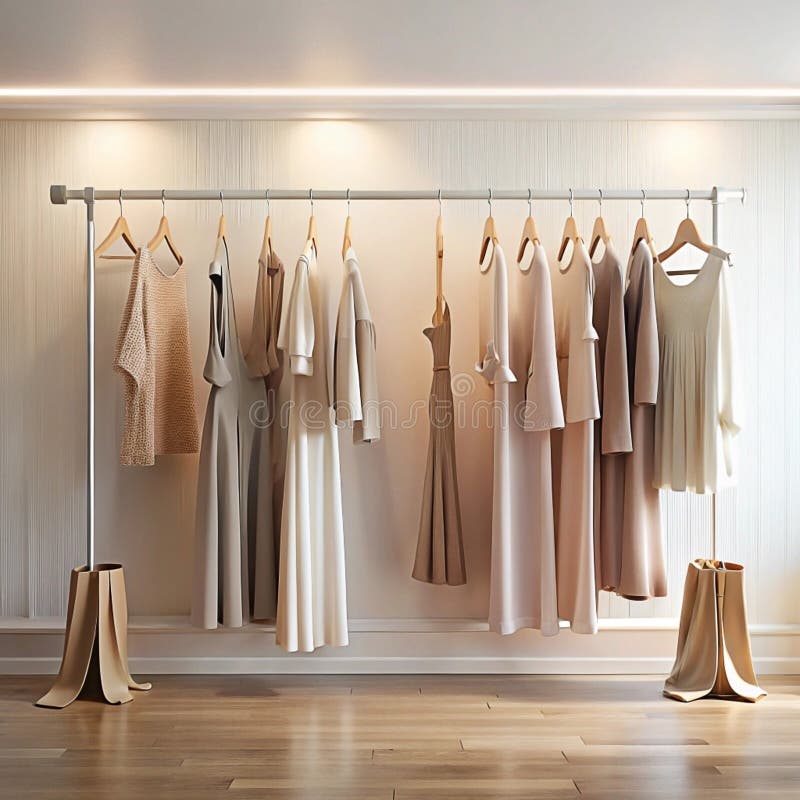 Neutral Toned Clothing Minimalist Rack Bright Room Stock Photos - Free ...
