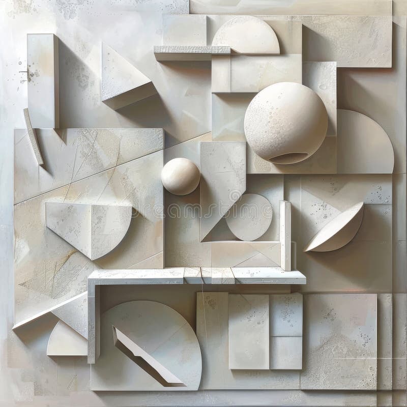 Neutral Toned Geometric Wall Sculpture Stock Image - Image of angles ...