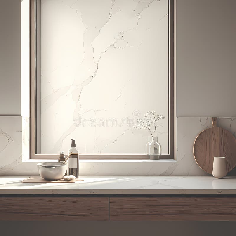 Neutral-Toned Kitchen Interior Stock Illustration - Illustration of ...