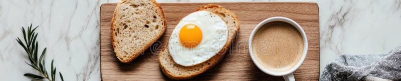 Neutral Toned Top Down View of Rustic Wooden Breakfast Setting with ...