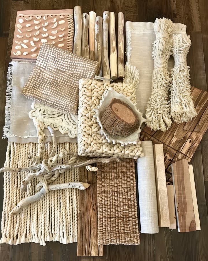 Neutral Tones Color Palette Mood Board Featuring Textures, Fabrics, and ...