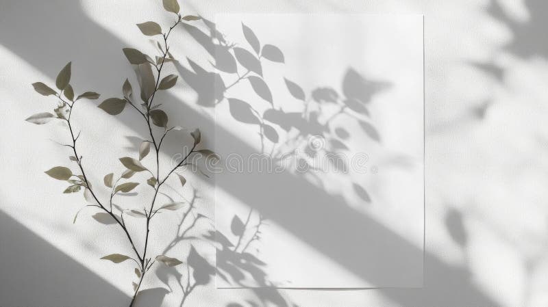 Neutral Tones Plant Shadow Photography on White Textured Background ...