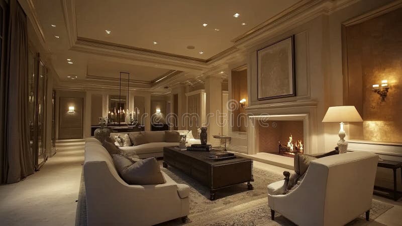 Neutral Tones and Soft Lighting in Tight Interior. Stock Image - Image ...