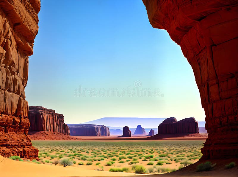Neutral Watercolour Desert with Spring Flair. Stock Illustration ...