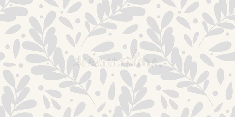 Neutral White Leaf Background, Vector Repeat Pattern Stock Vector ...