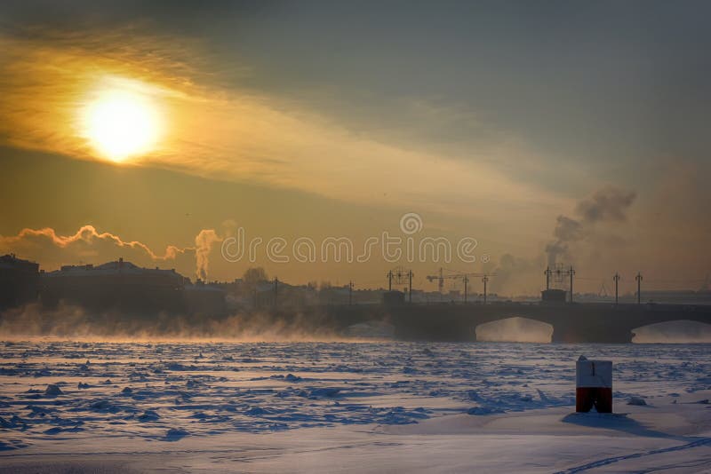 Neva in the winter cold, stock photo. Image of church - 66708102