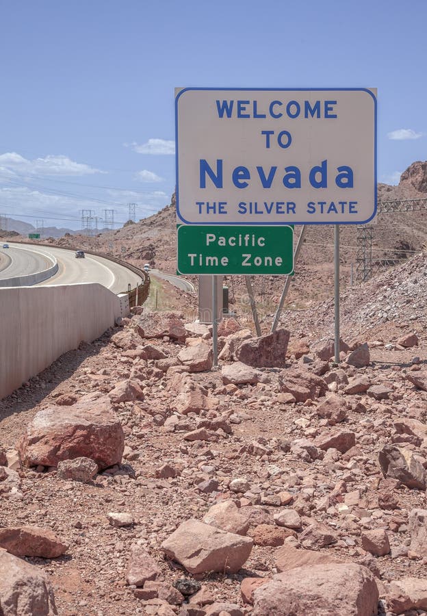 Nevada and Arizona State Line and Sign Stock Image - Image of desert ...