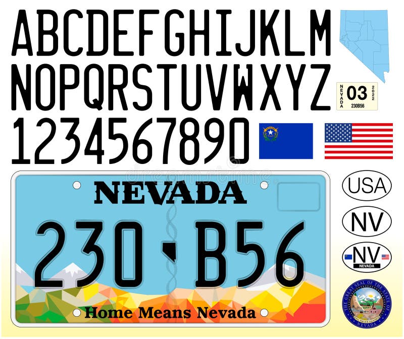 Nevada Car License Plate Pattern, Vector Illustration, United States ... Nevada Car License Plate Pattern, Vector Illustration, United States ...