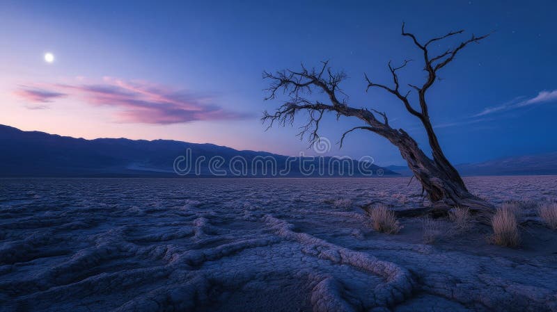 Nevada Desert Landscape Photographed during Nighttime Stock ...