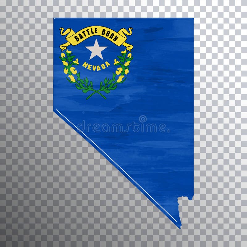 Nevada Flag and Map, Transparent Background Stock Illustration ...