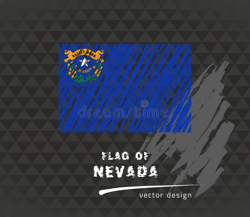 Nevada Flag, Vector Sketch Hand Drawn Illustration on Dark Grunge ...