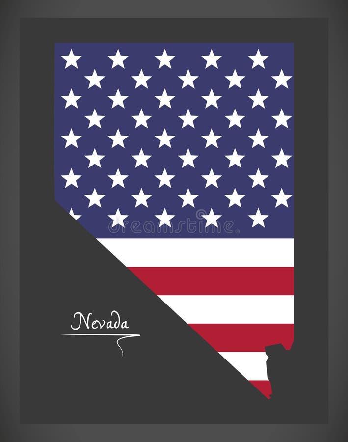 Nevada Map with American National Flag Illustration Stock Vector ...