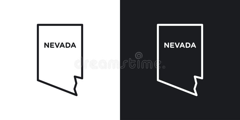 Nevada Map Icon Set. Map Silhouette Flat Line Vector Symbol in Black ...