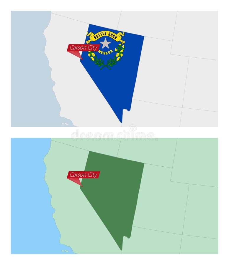 Nevada Map with Pin of Country Capital. Two Types of Nevada Map with ...