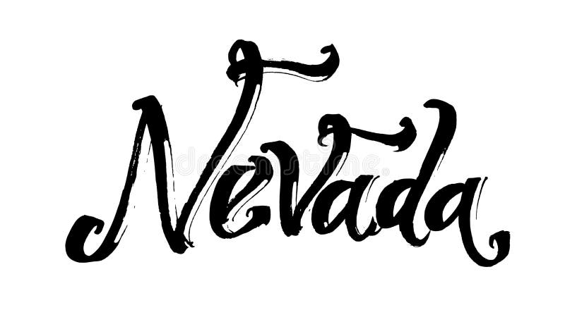 Nevada. Modern Calligraphy Hand Lettering for Serigraphy Print Stock ...