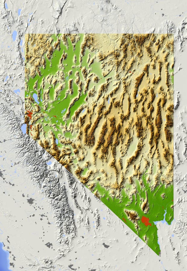 Nevada, shaded relief map stock illustration. Illustration of world - 6002967