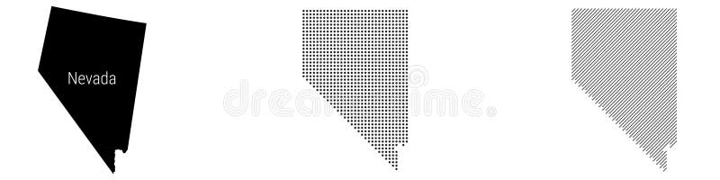Nevada Silhouette Map and Two Patterns of Dots and Slanted Lines. Flat ...