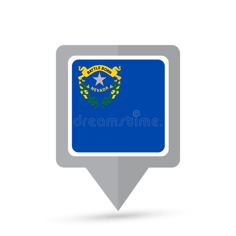 Nevada state flag map icon stock vector. Illustration of pointer ...